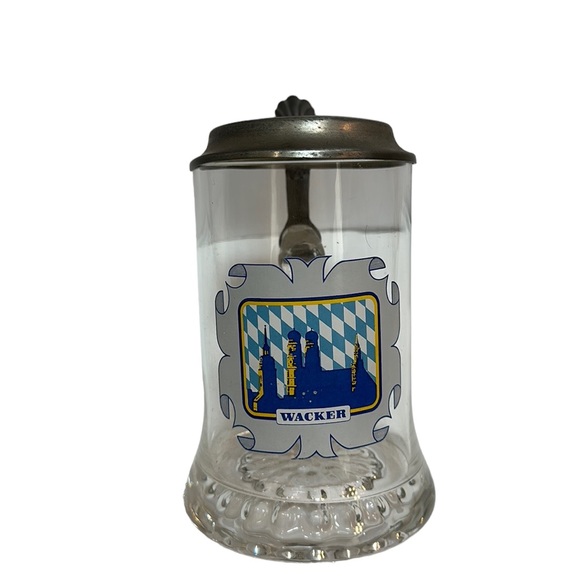 Dining | German Wacker Glass Beer Stein With Pewter Lid 6 Tall | Poshmark